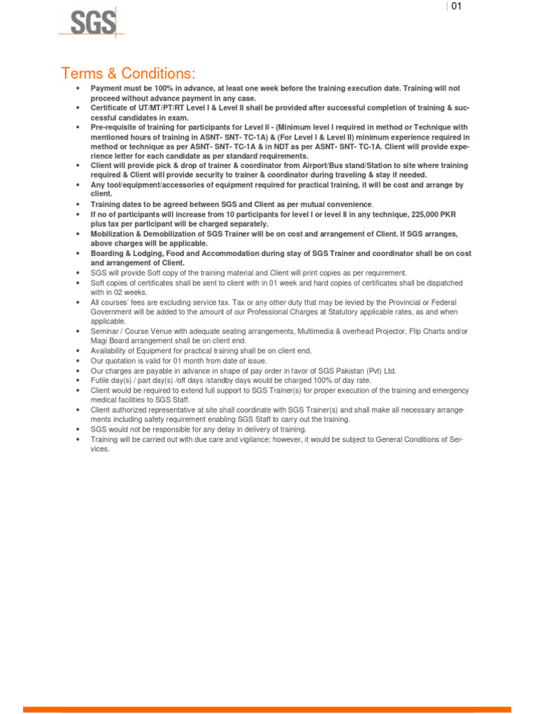 SGS Training Academy Terms & Conditions | PDF | Payments | Taxes