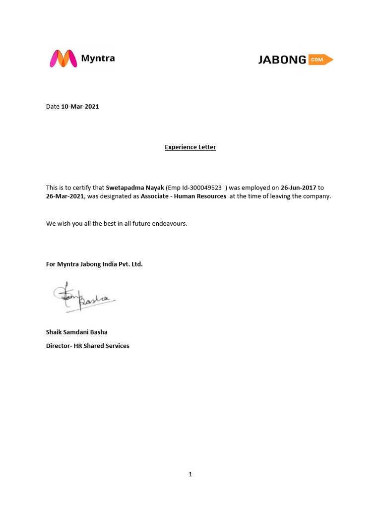 Relieving Myntra | PDF | Career & Growth