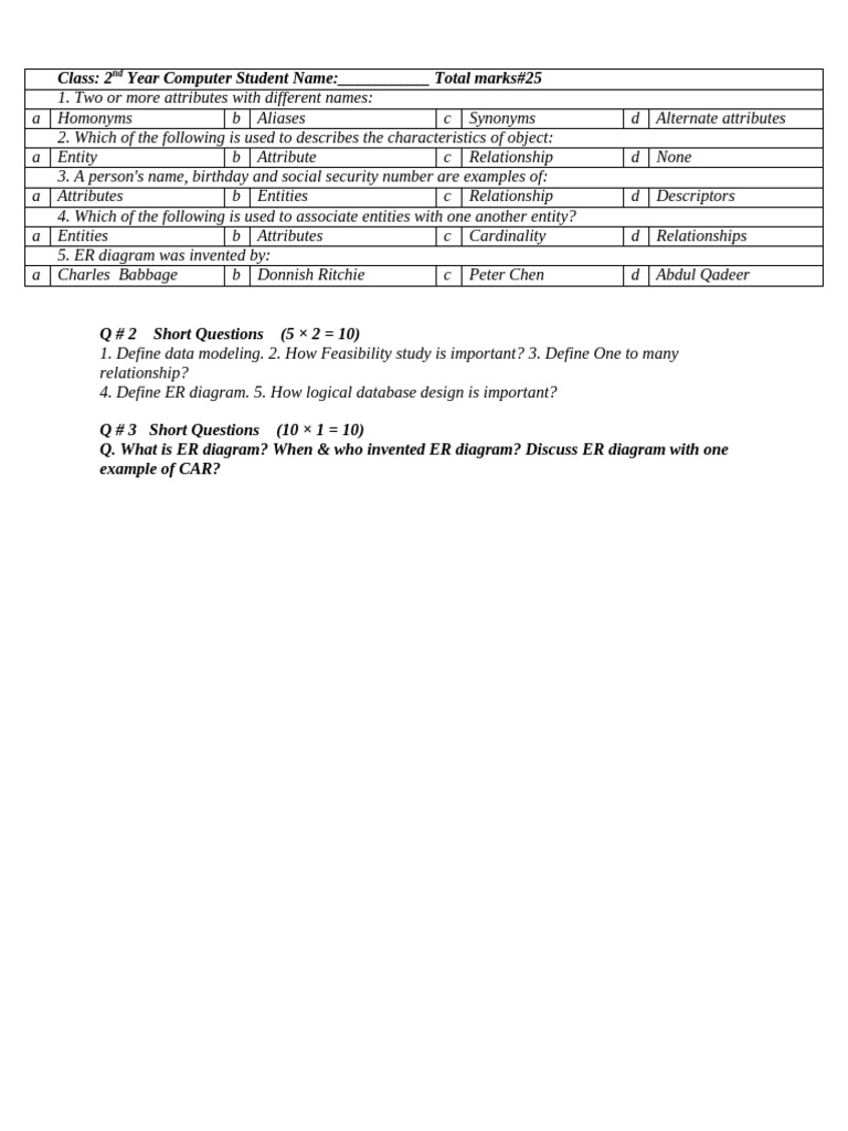 2nd Year Computer Test Unit (3 Topic) | PDF | Computers