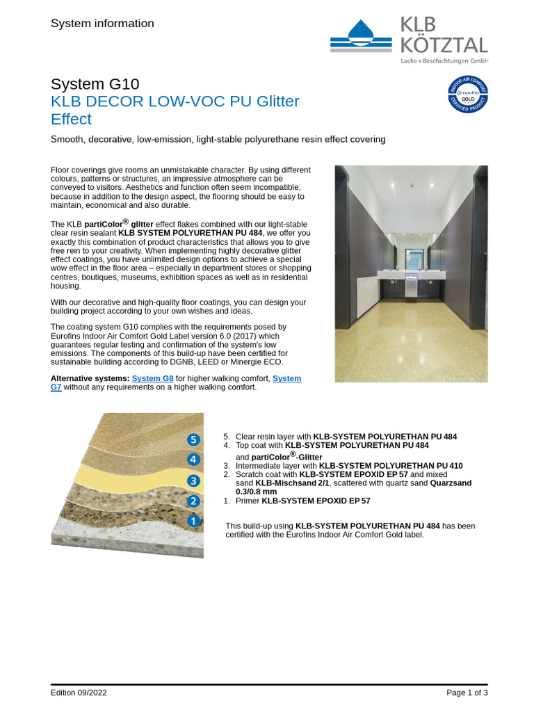 System G10 KLB DECOR LOW-VOC PU Glitter Effect SI en 2022 09 | PDF ...