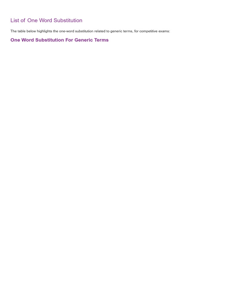 List of One Word Substitutes - Docx - 20241103 - 201501 - 0000 | PDF ...