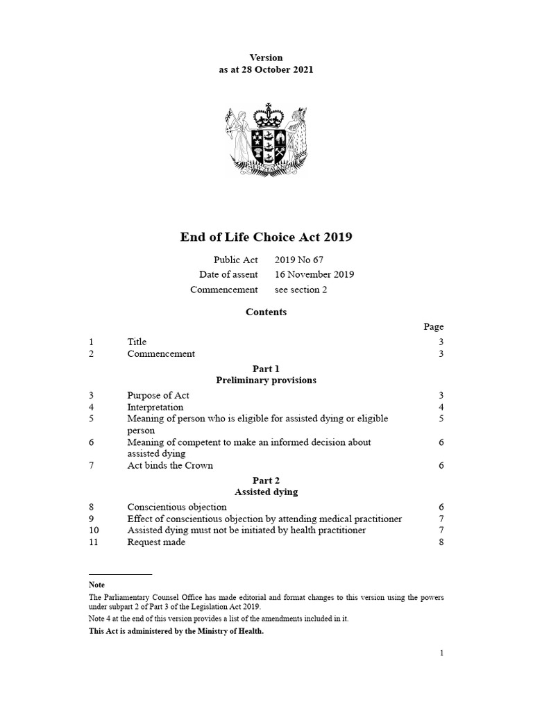 End of Life Choice Act | PDF | Government | Justice