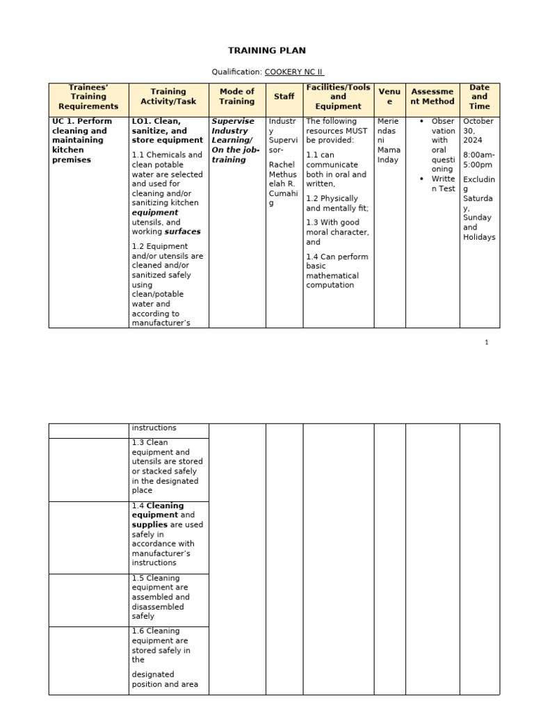 Training-Plan | PDF | Soup | Cooking