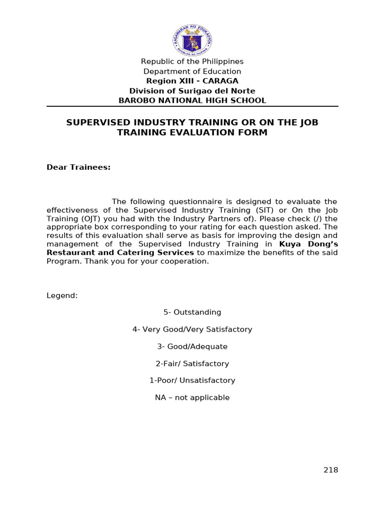 Supervised Industry Training (Sit) 1 | PDF | Behavior Modification | Social Psychology