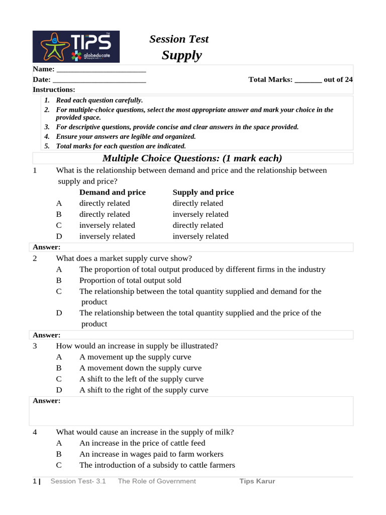 Supply and Demand Test Overview | PDF | Demand | Tomato