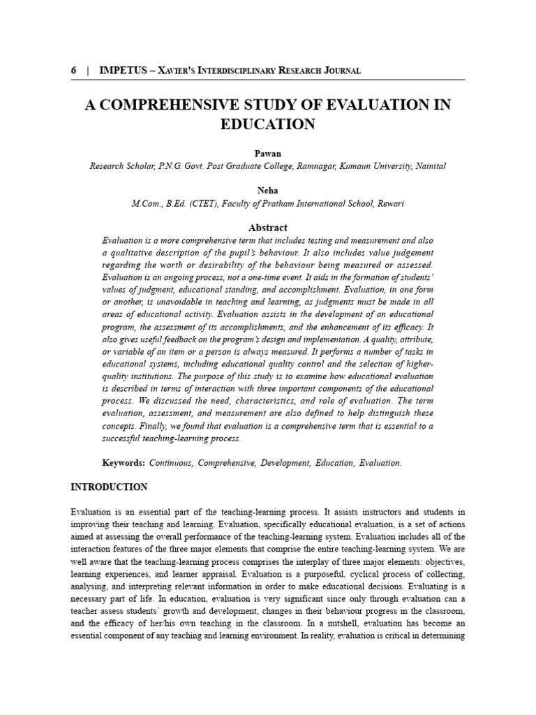 Evaluation | PDF | Educational Assessment | Evaluation