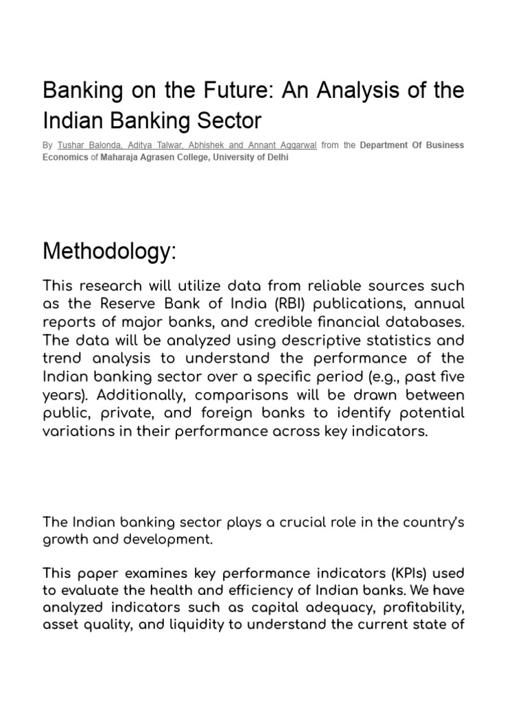 Indian Banking Sector Analysis | PDF | Banks | Reserve Bank Of India