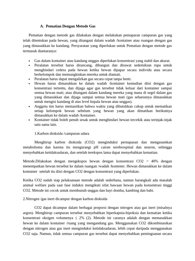 Metode Pematian Hewan dengan Gas | PDF