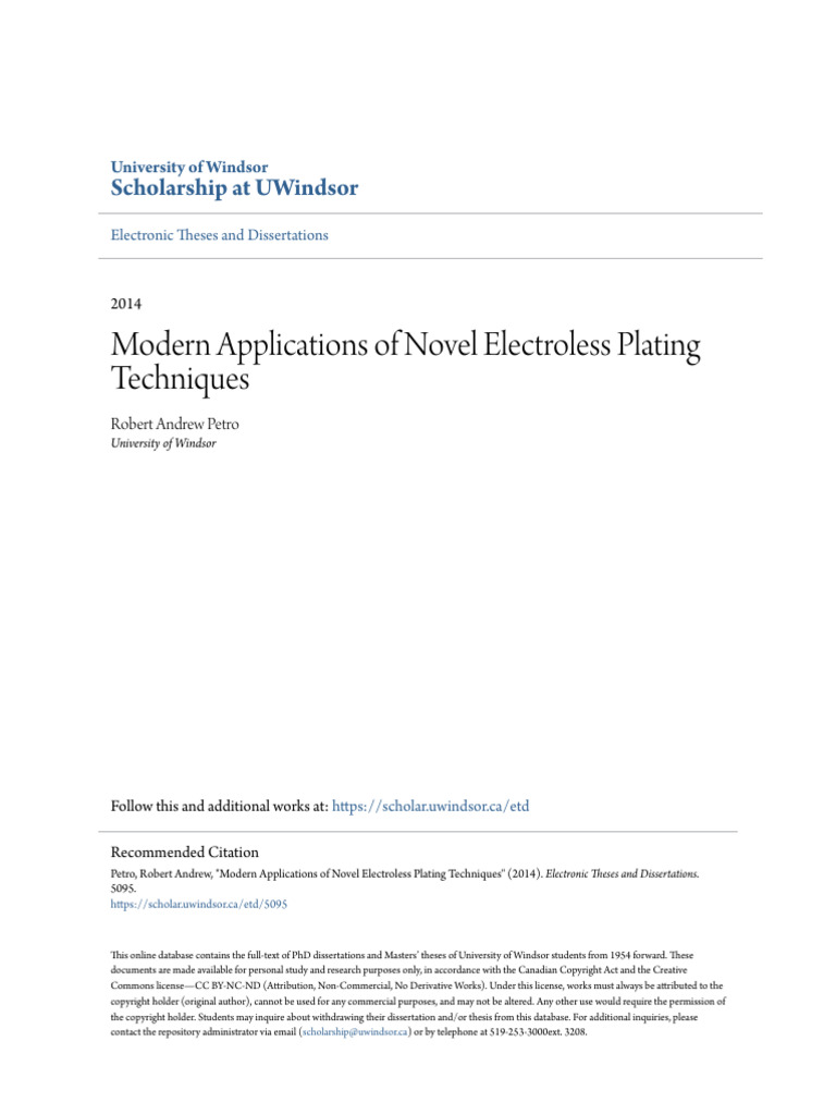 Modern Applications of Novel Electroless Plating Techniques | PDF ...
