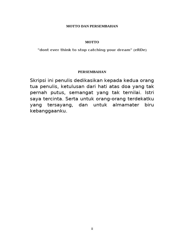 Persembahan dan Motto Skripsi | PDF