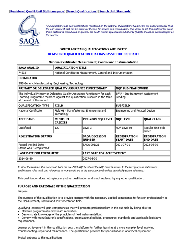 SAQA | PDF | Apprenticeship