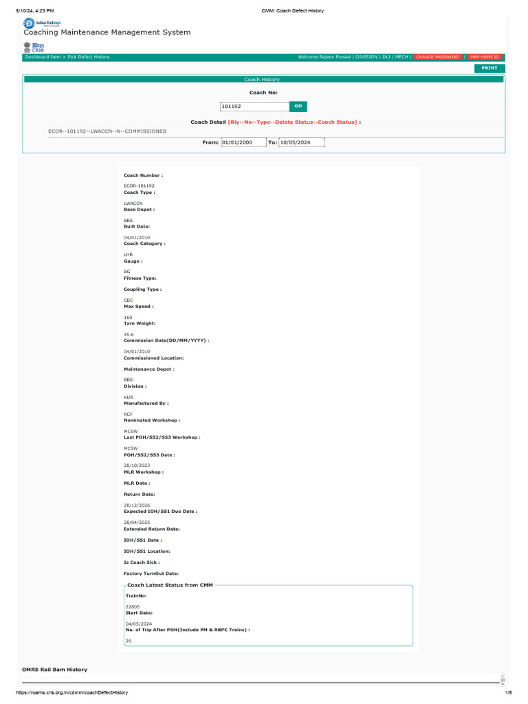CMM Coach Defect History 101192 ECo LWACCN | PDF