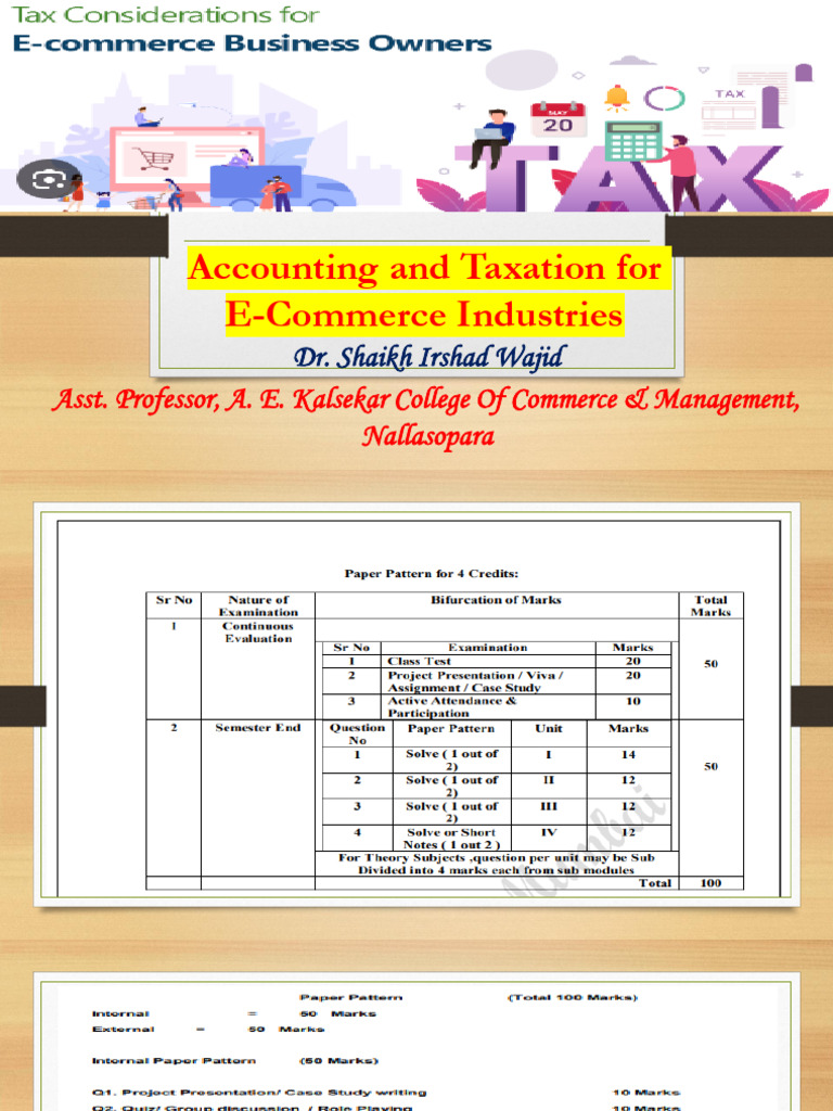 Accounting and Taxation For E-Commerce MCom II Sem III NEP | PDF | E Commerce | Computer Security