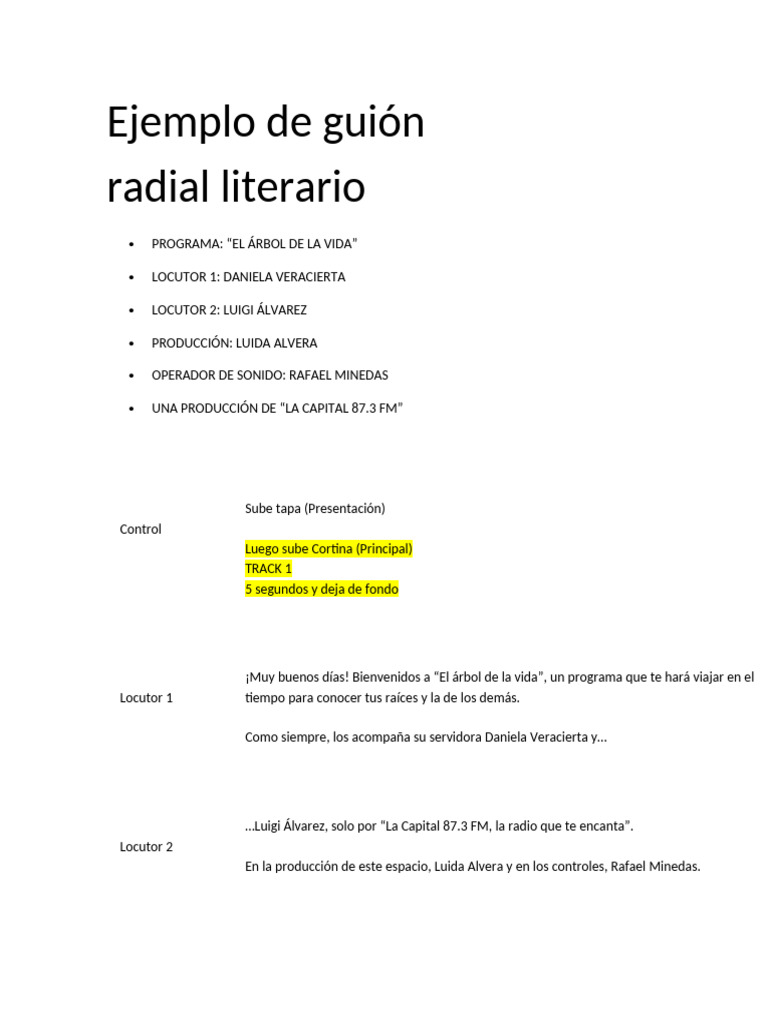 Ejemplo de Guión Radial | PDF | Charles Darwin | Evolución