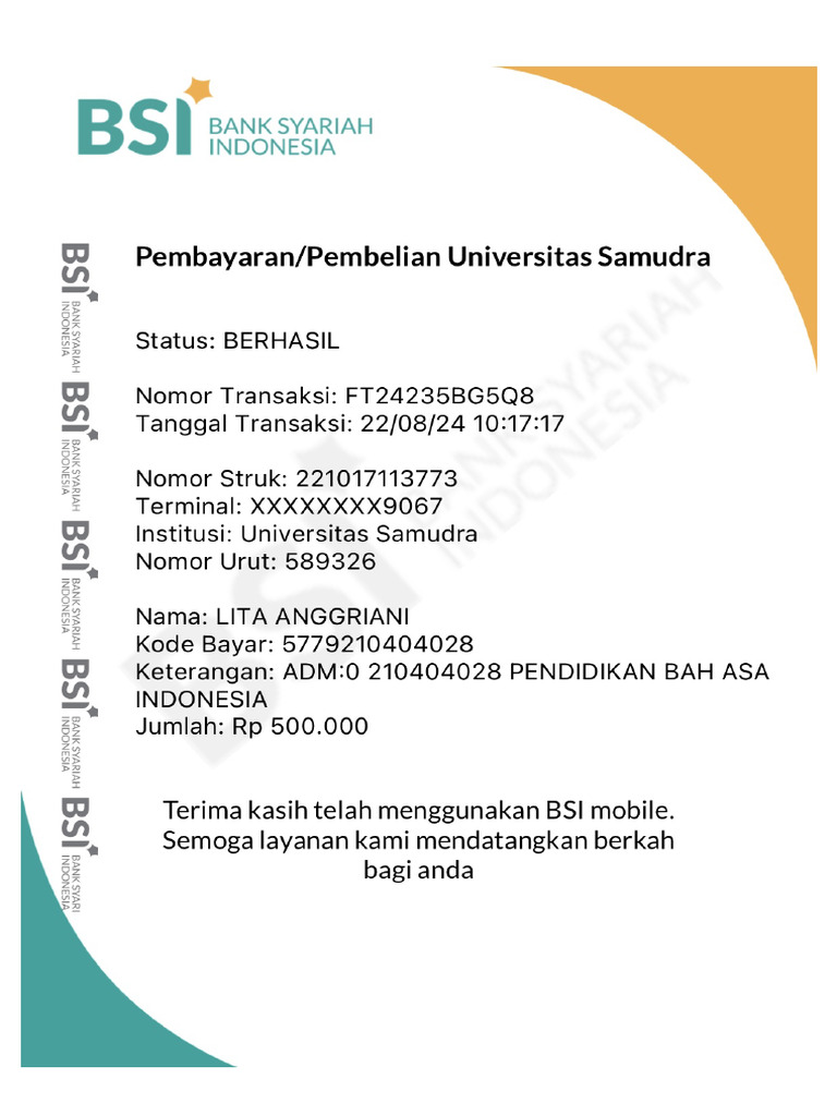 Bukti Pembayaran Ukt | PDF