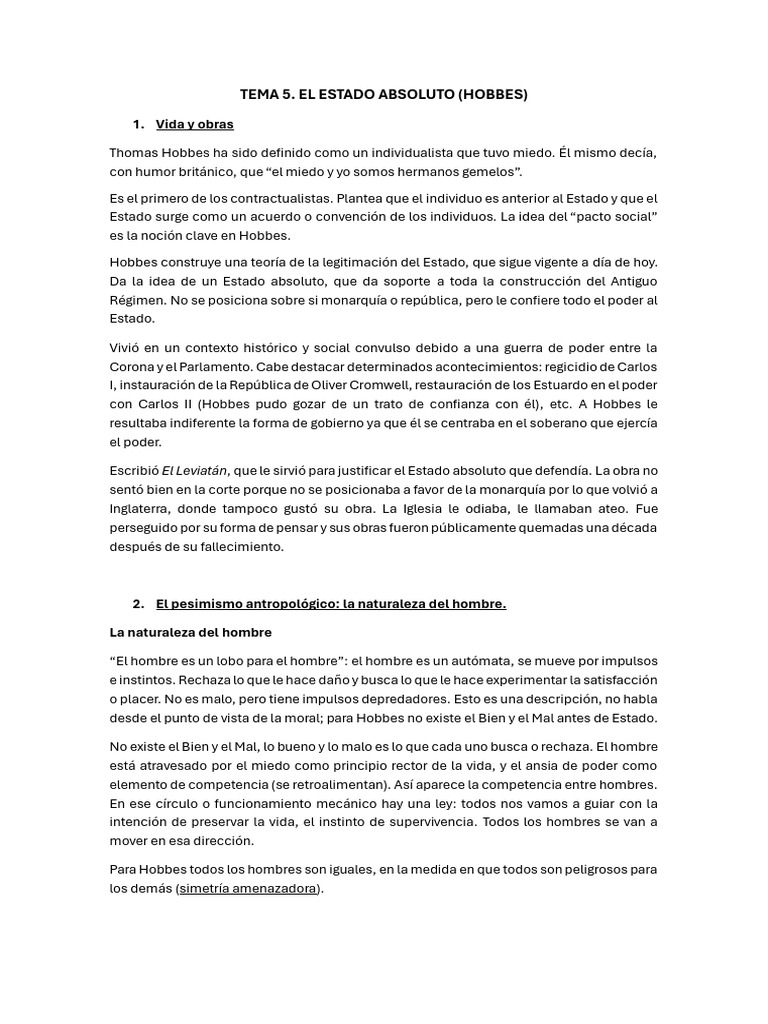 Hobbes | PDF | Contrato social | Thomas Hobbes