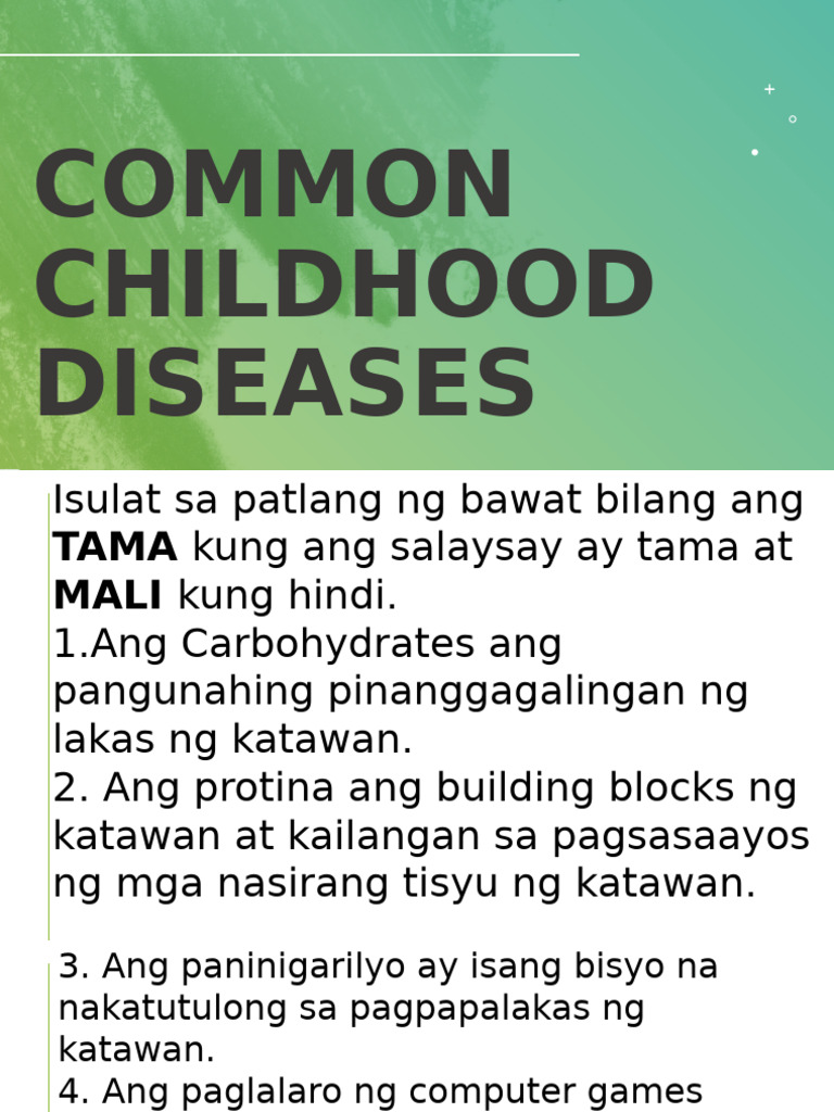 Common Childhood Diseases MAPEH 3 HEALTH Q2 | PDF