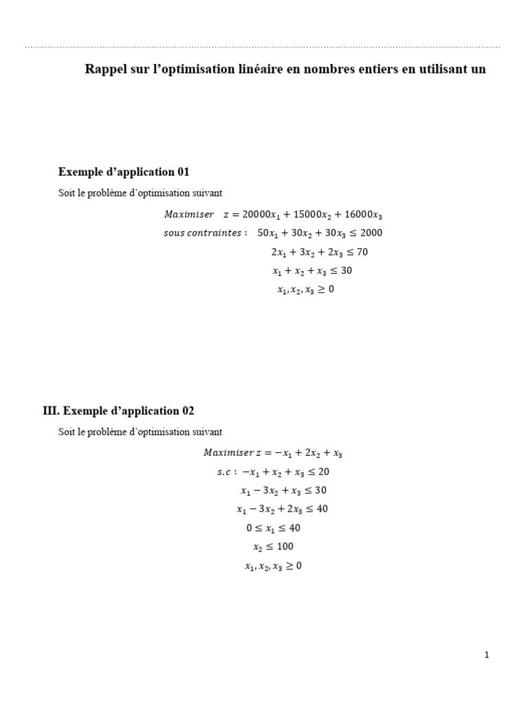 Optimisation Linéaire avec Cplex : TP Avancé | PDF | Optimisation mathématique | Optimisation ...