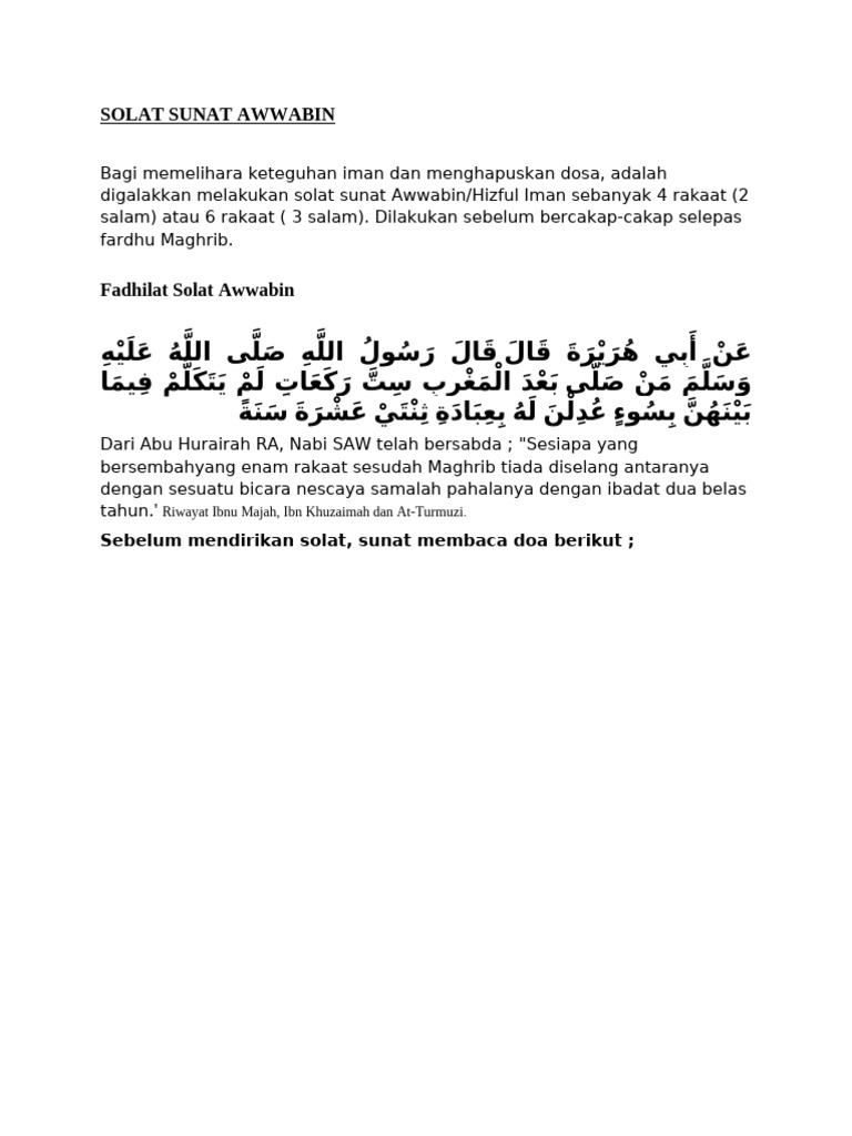 Solat Sunat | PDF | Agama & Spiritualitas