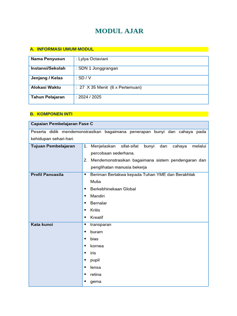 Modifikasi Modul Ajar | PDF | Sains & Matematika