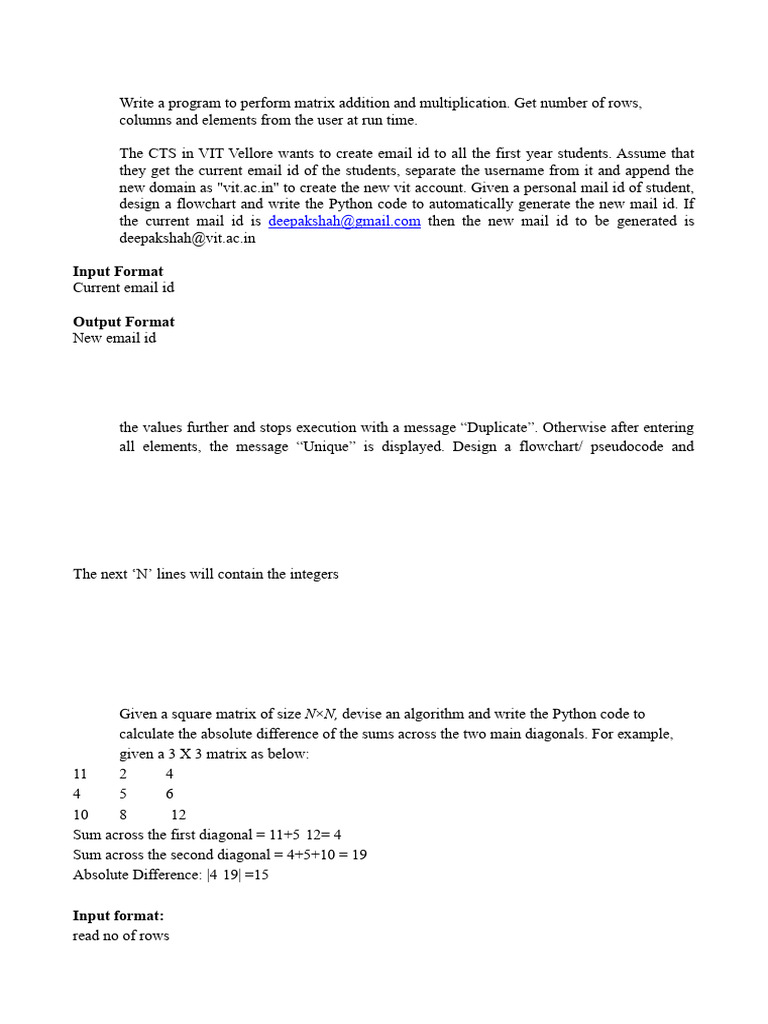 Python Programming Exercises | PDF | Matrix (Mathematics) | Numbers