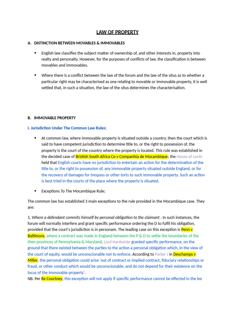 Conflict of Laws - Law of Property | PDF | Choice Of Law | Justice