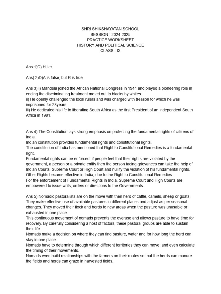 Practice Worksheet Solution | PDF | Nazi Germany | Adolf Hitler