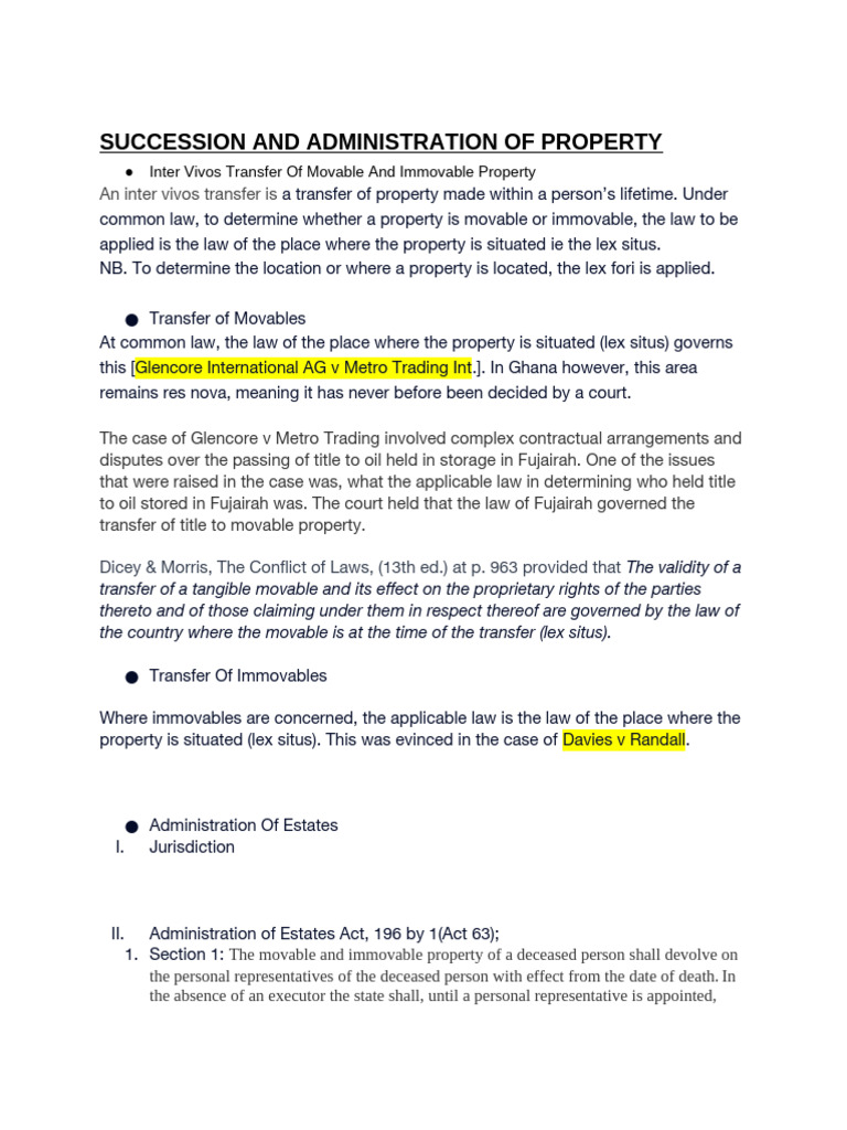 Succession Notes | PDF | Lease | Probate