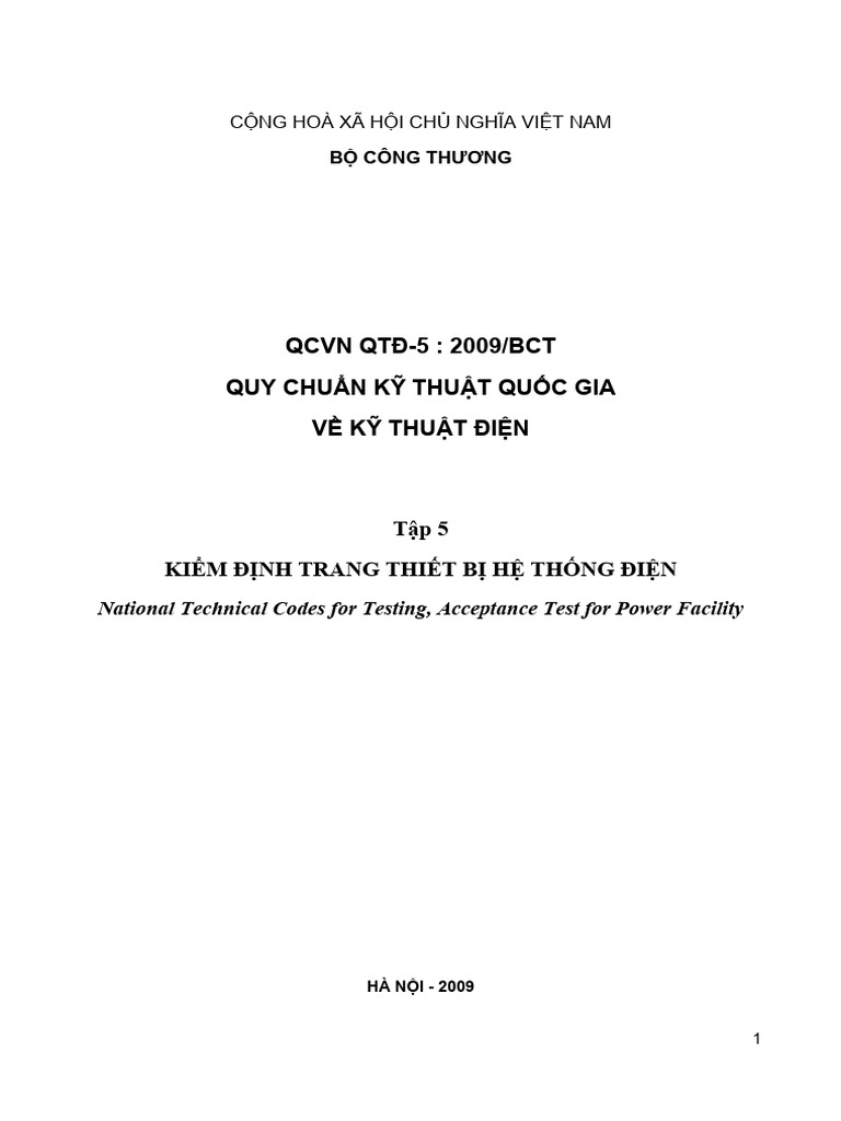 QCVN QTD 05-2009 BCT Ky Thuat Dien | PDF