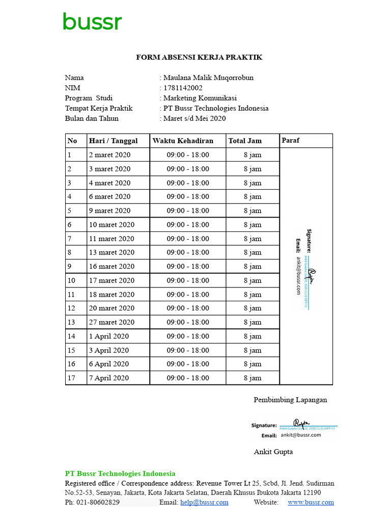 Form Absensi KP-Final | PDF | Business