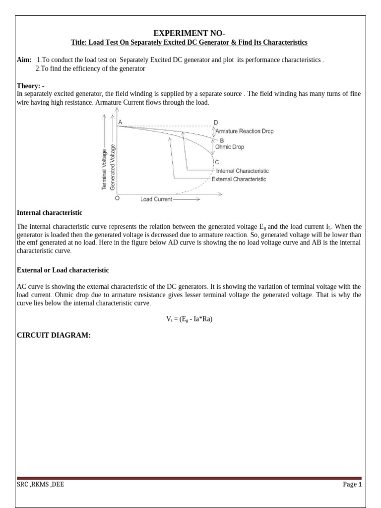Load Testing of DC Shunt Generator | PDF | Electric Generator | Voltage