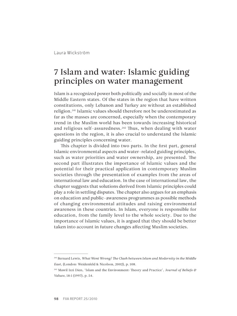 Islamic Guiding Principles On Water Management | PDF | Quran | Islam