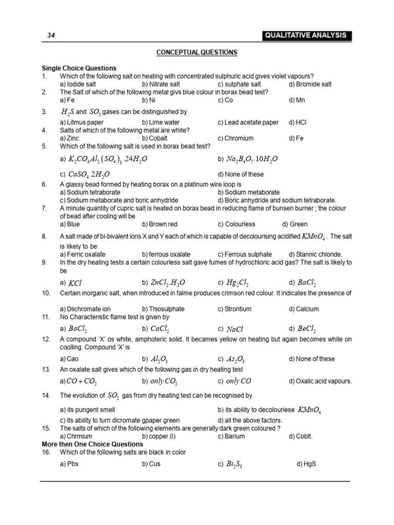 Salt Analysis (Questions) VJ | PDF | Precipitation (Chemistry ...