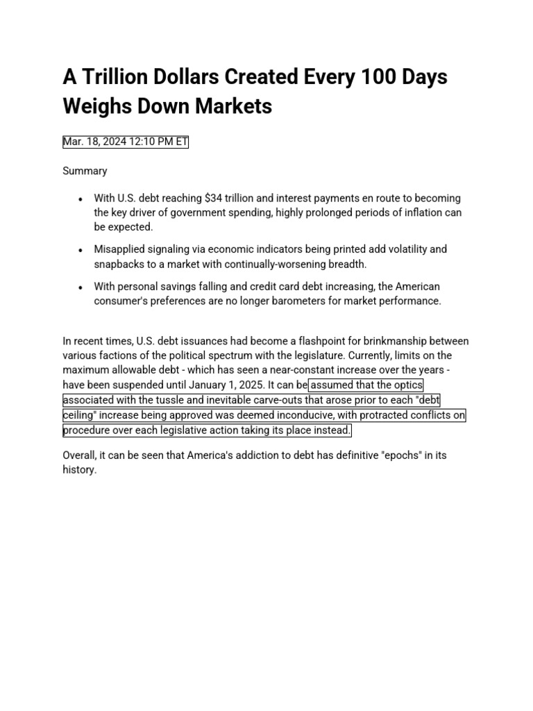 U.S. Debt Crisis: $1 Trillion Every 100 Days | PDF | Credit | Finance ...