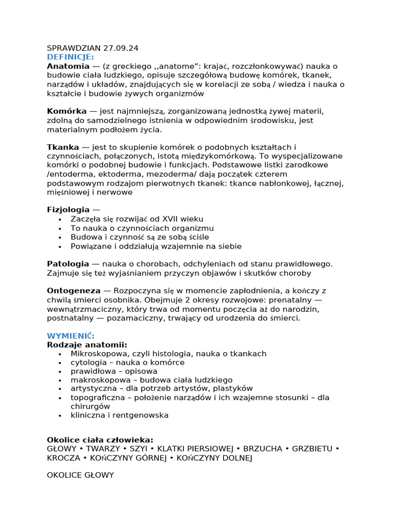 Podstawy Anatomii | PDF