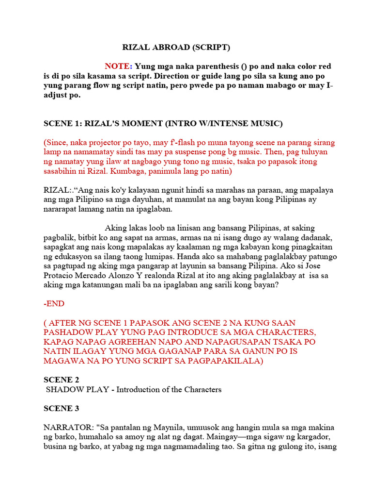 Rizal - 2ND Performer (Script) | PDF