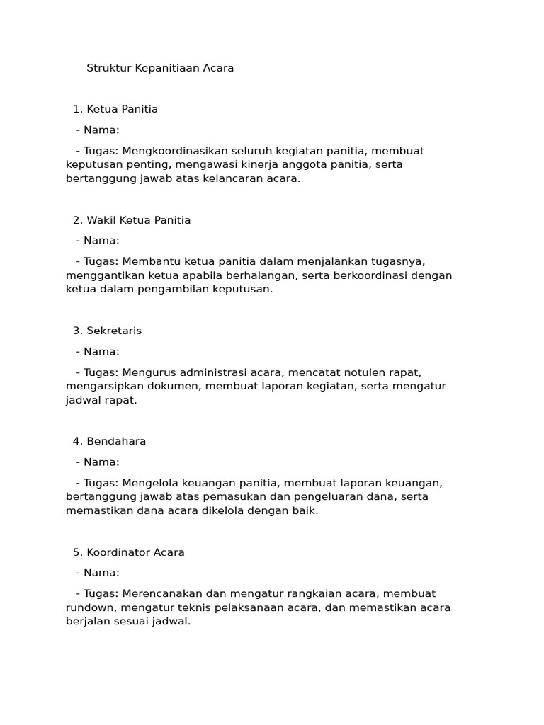 Struktur Kepanitiaan Acara | PDF