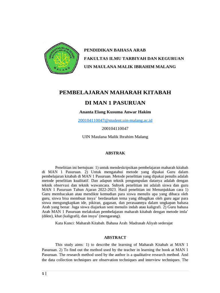 Artikel M. Kitabah Apa Iya | PDF | Karier & Perkembangan | Seni ...
