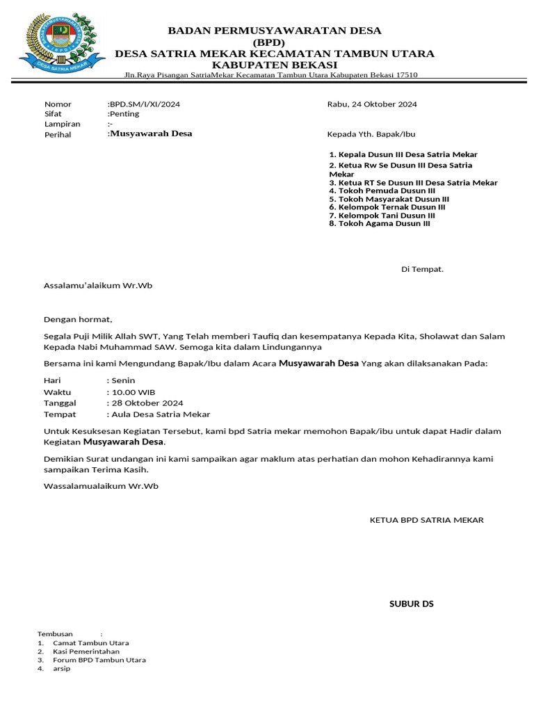 Undangan Musdes Dusun Ii | PDF