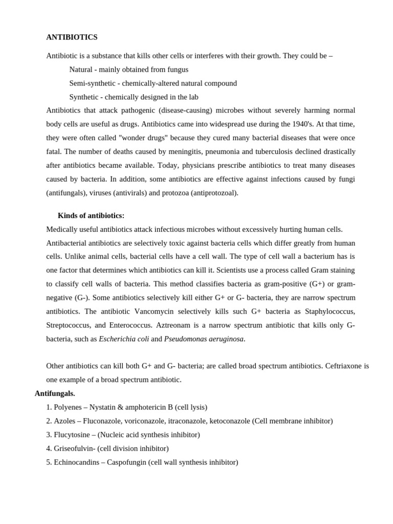 Types and Uses of Antibiotics Explained | PDF | Beta Lactamase | Bacteria