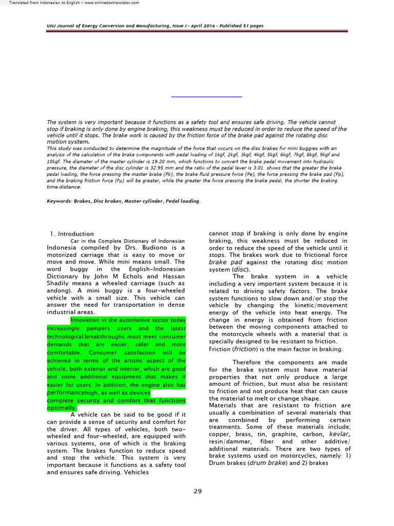 Jurnal Rahmal Rajib 2315022017 | PDF | Brake | Transportation Engineering