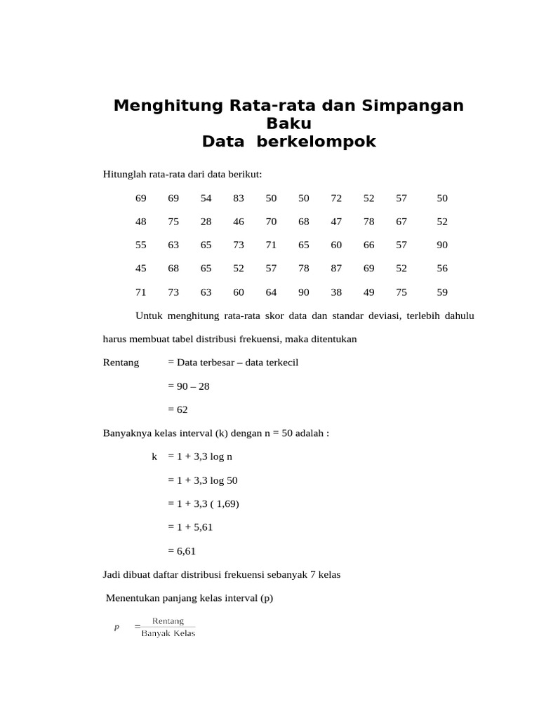 Rata-Rata Dan Simpangan Baku Berkelompok | PDF