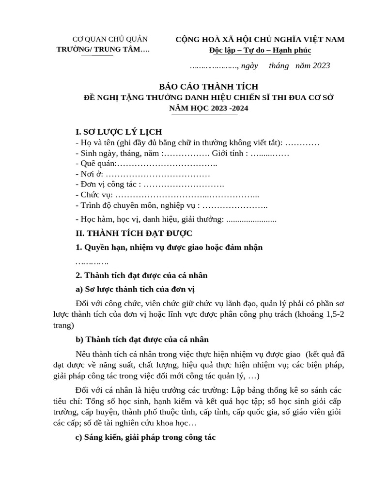 6. Mẫu BC TT CSTĐCS | PDF