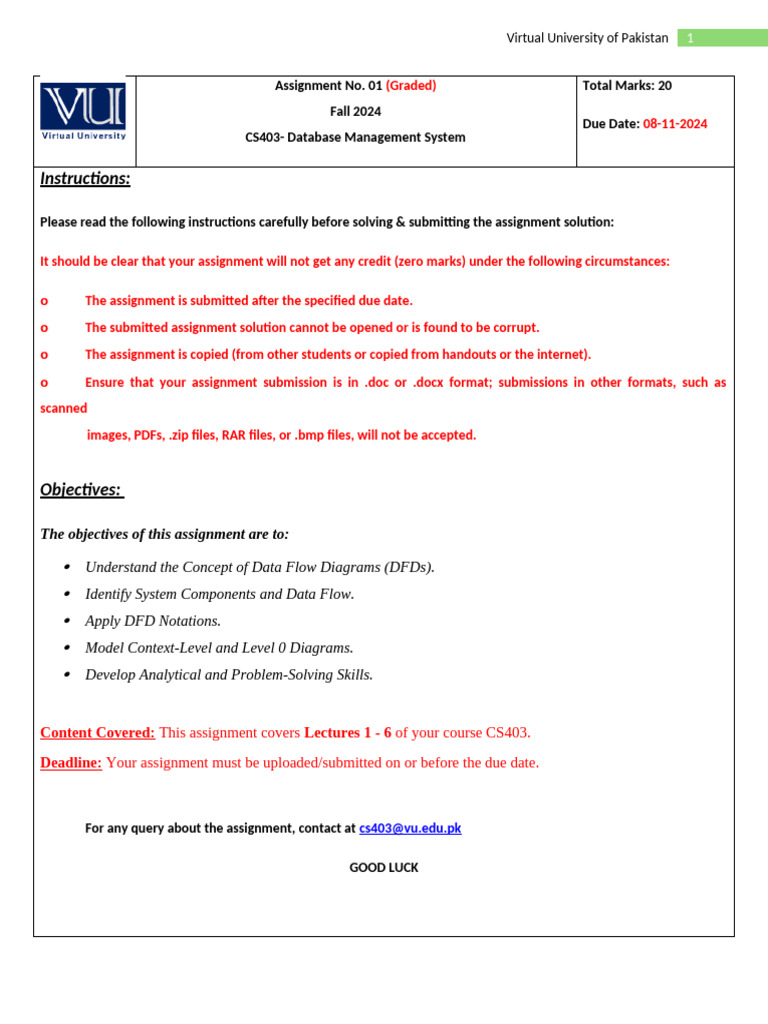 Fall 2024_CS403_1(1) | PDF | Computing | Information Technology Management