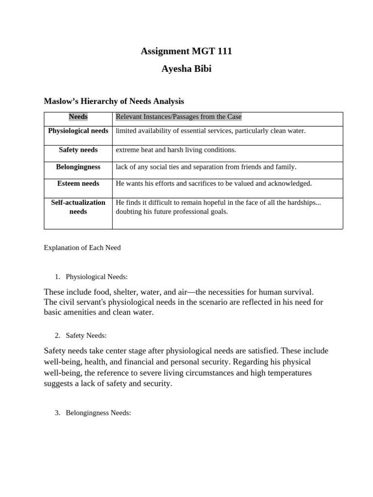 Assignment MGT 111 | PDF | Wellness