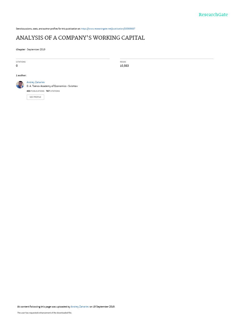 Company Working Capital Analysis | PDF | Inventory | Working Capital