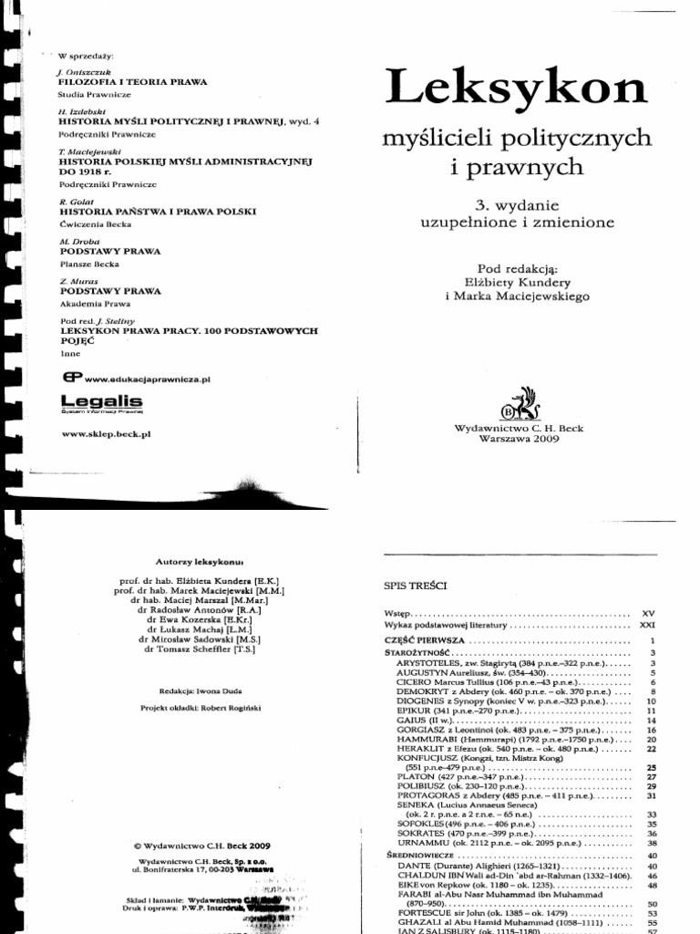 Kundera E, Maciejewski M - Leksykon Myślicieli Politycznych I Prawnych. Wyd 3 | PDF