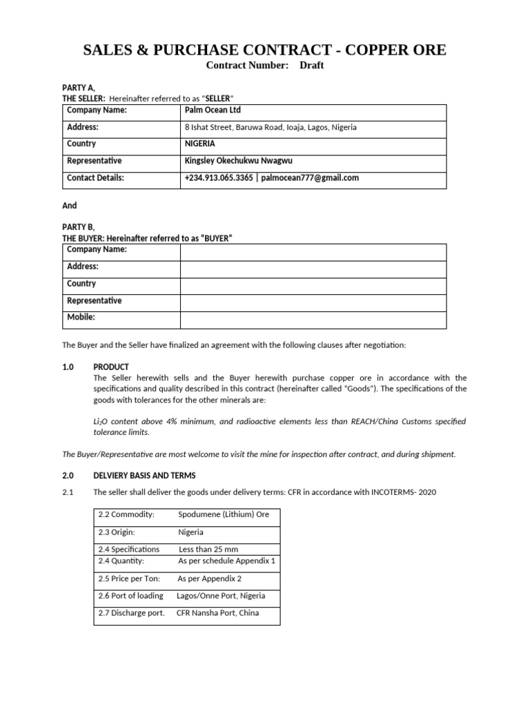 SPA for Lithium Seller - Palm Ocean | PDF | Arbitration | Business