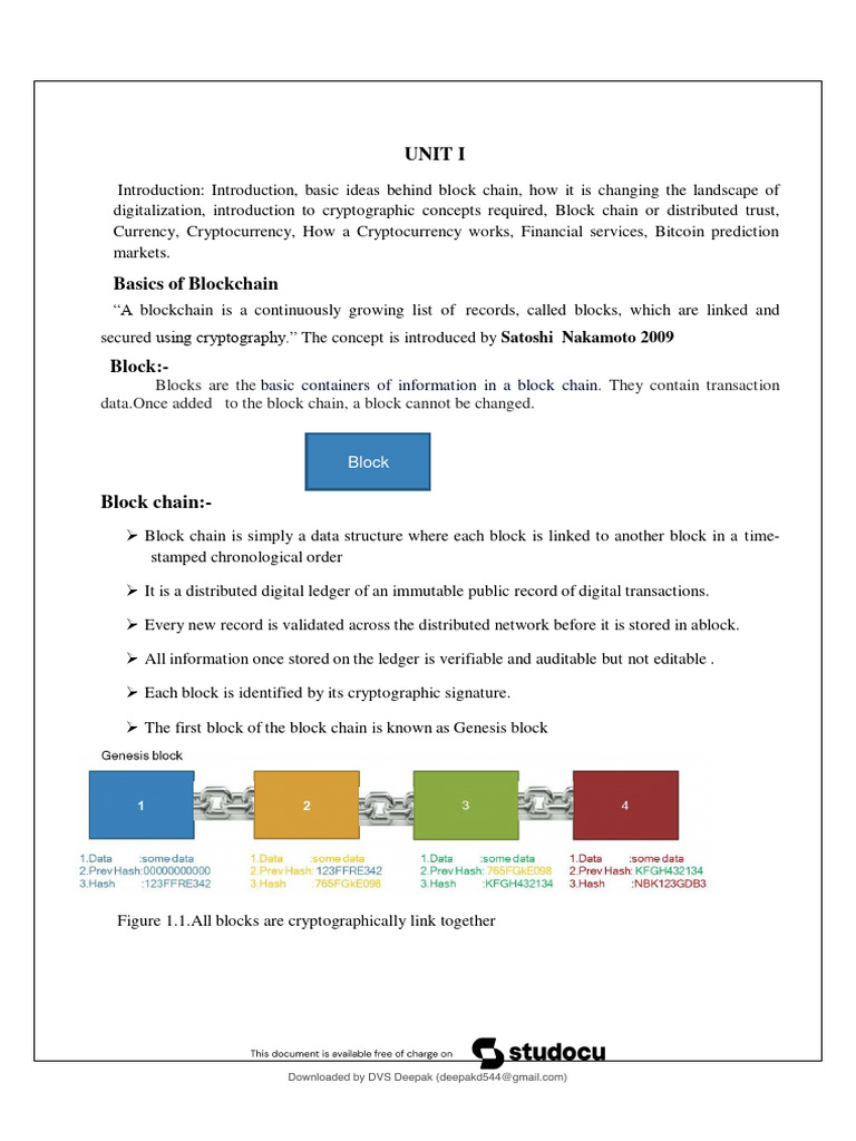 Unit I Blockchain Notes 1 | PDF | Cryptography | Public Key Cryptography
