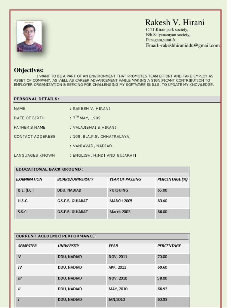 Rakesh V. Hirani: Objectives | PDF